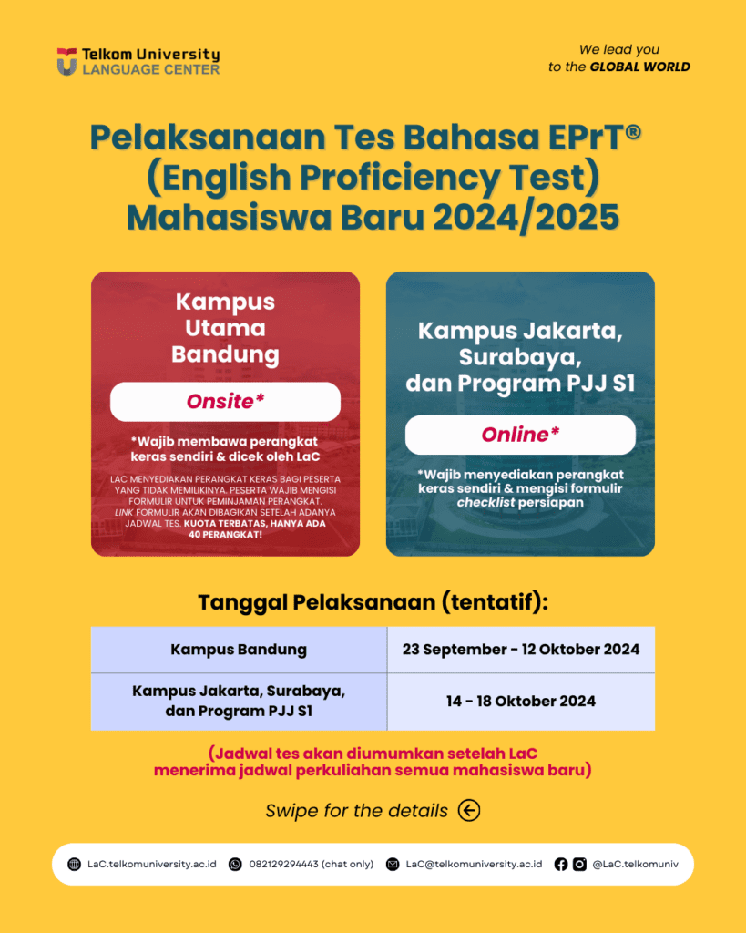 Pelaksanaan Tes Bahasa EPrT®(English Proficiency Test) Mahasiswa Baru ...